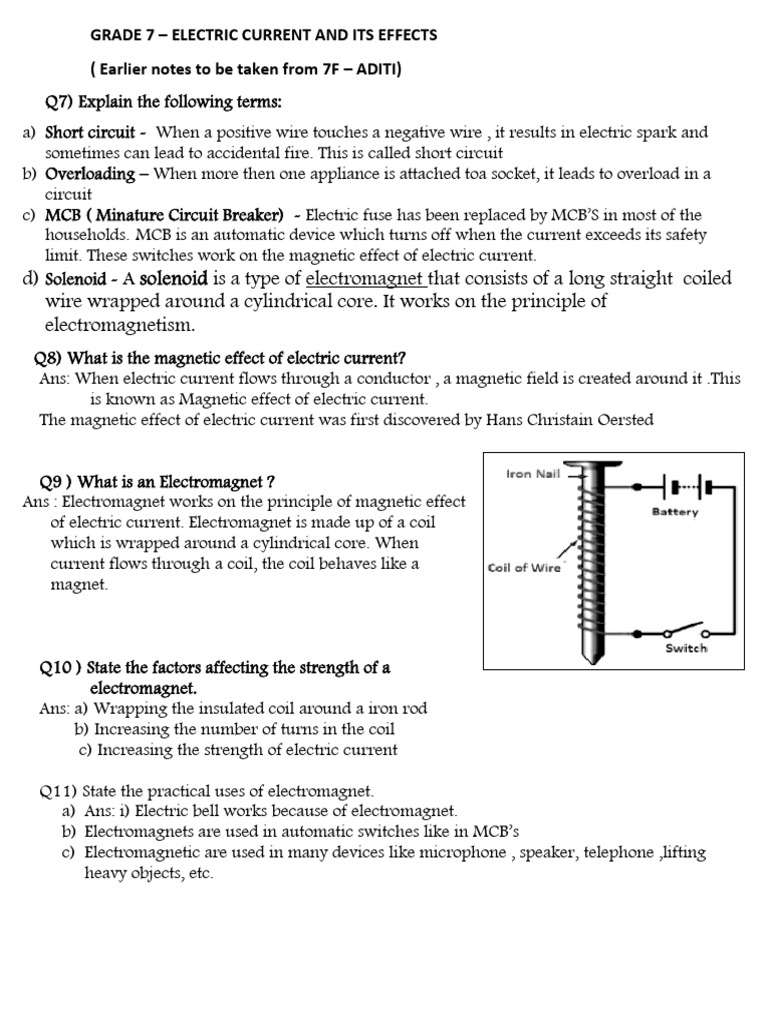 Grade 7: Electric Current Basics | PDF | Electric Current | Inductor
