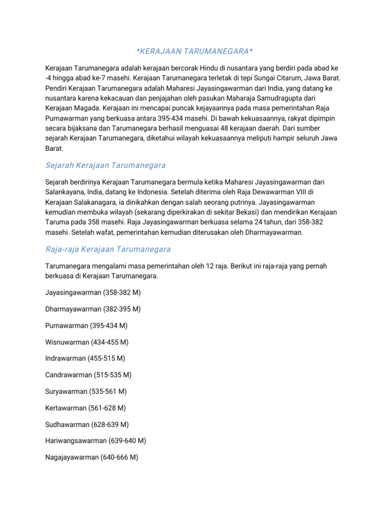 Kerajaan Taruma-Wps Office | PDF