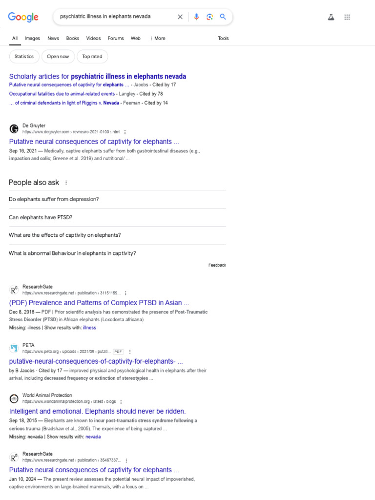 Psychiatric Illness in Elephants Nevada | PDF | Mental Disorder ...