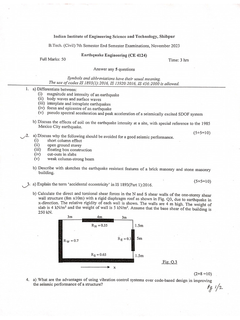 Earthquake Engineering (CE4124) | PDF