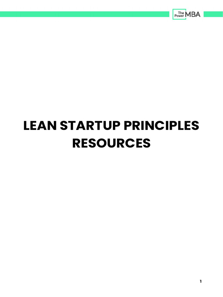 Lean Startup Principles Resources | PDF | Lean Startup | Startup Company