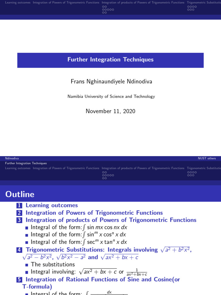 Trigonometric Integration Techniques Guide | PDF | Trigonometric ...
