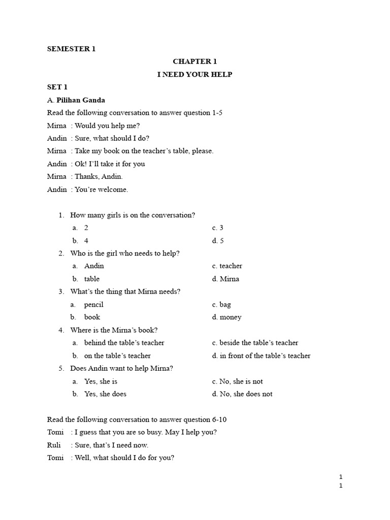 Naskah Bank Soal Bhs Inggris Kls 8 - Set 1-3 | PDF | Waiting Staff