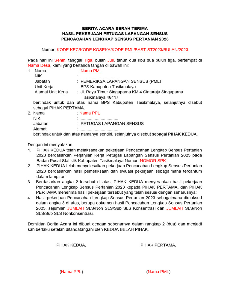 Berita Acara Serah Terima PPL | PDF