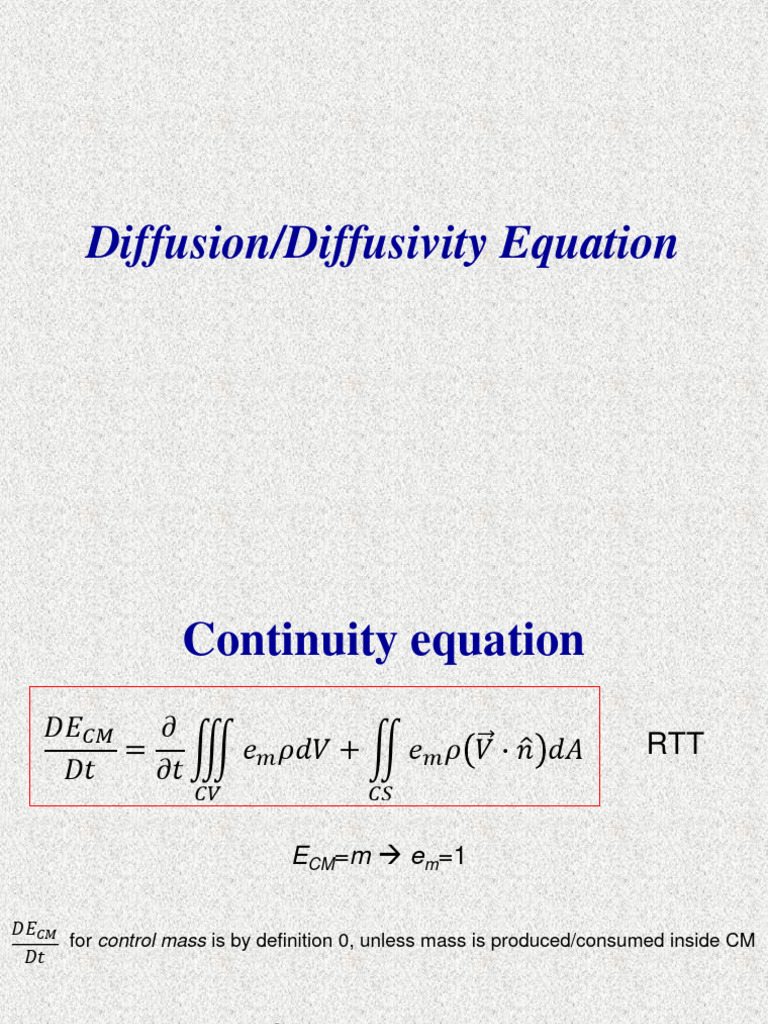 Lecture 03 - Diffusion Equation, SS, SSS | PDF | Diffusion | Mechanical ...