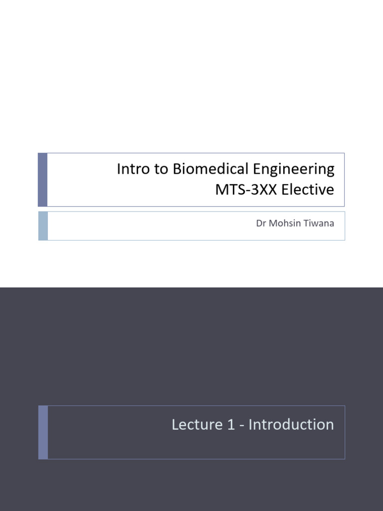 Intro To Biomedical Engineering | PDF | Biomedical Engineering | Engineering
