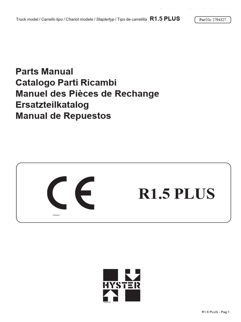 R1.5 PLUS: Parts Manual Catalogo Parti Ricambi Manuel Des Pièces de ...