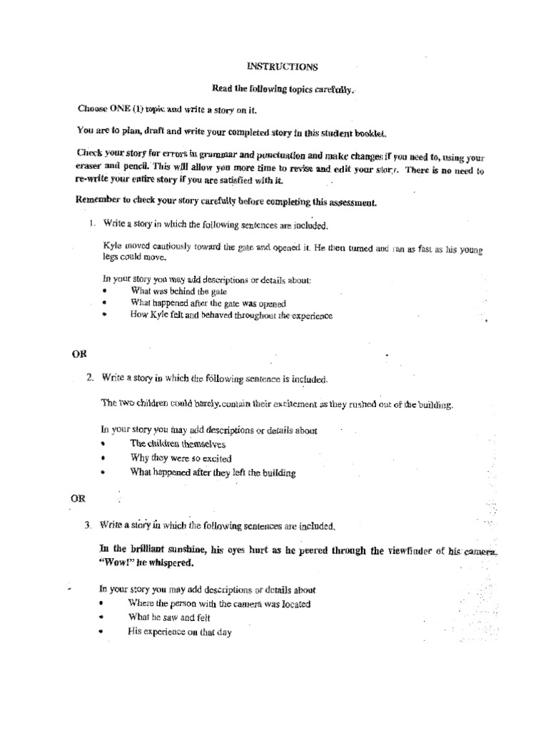 SEA Creative Writing Past Paper 2013 | PDF