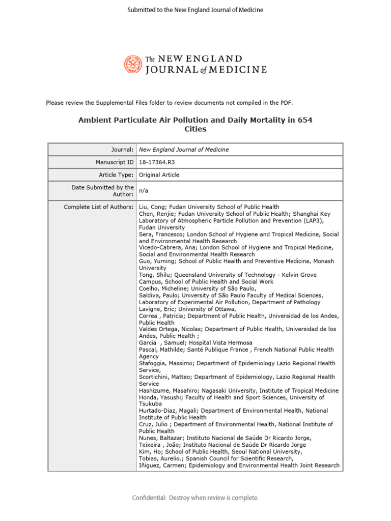 Nejm R3 | PDF | Particulates | Air Pollution