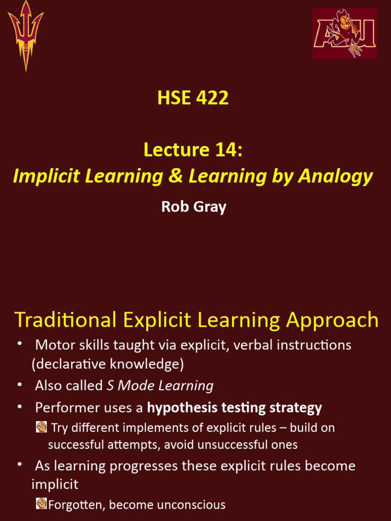 Lecture 14 - Implicit Learning & Learning by Analogy | PDF | Learning | Hypothesis