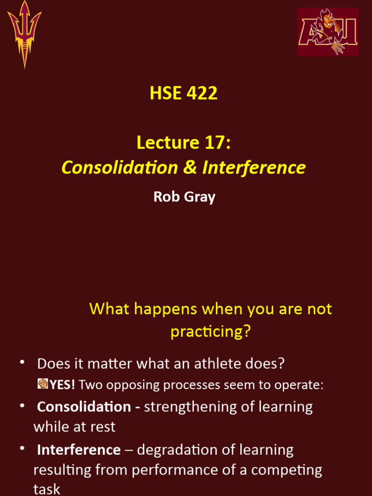 Lecture 17 - Consolidation & Interference | PDF | Sleep | Memory