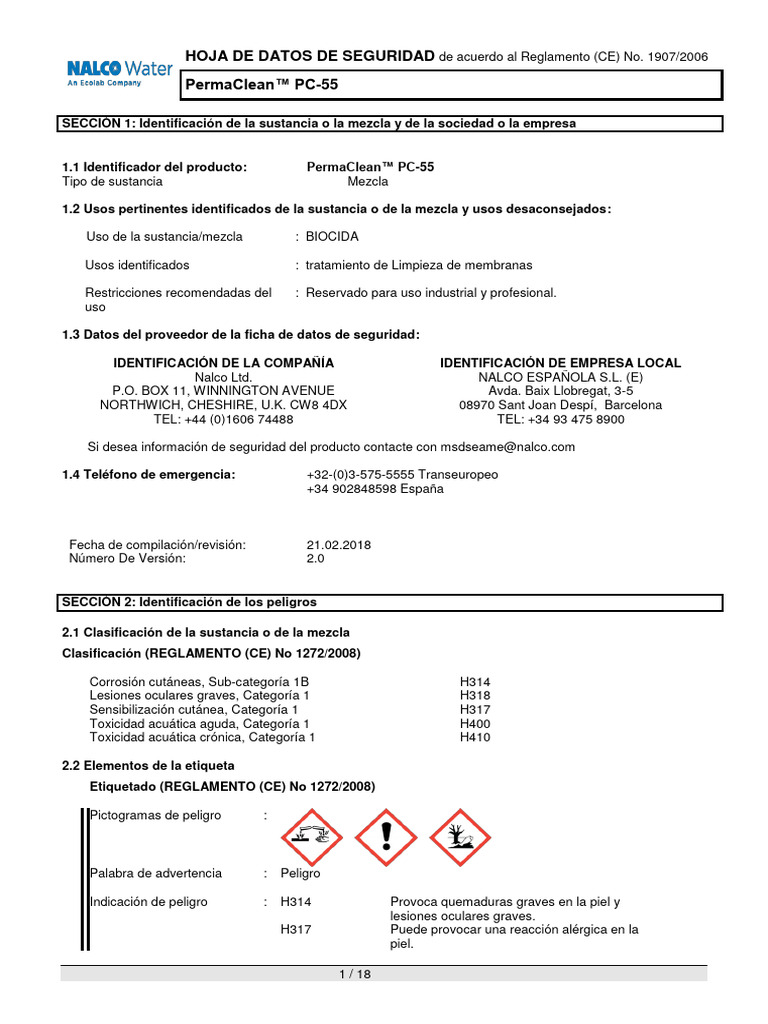 MSDS PermaClean PC-55 | PDF | Residuos | Reciclaje