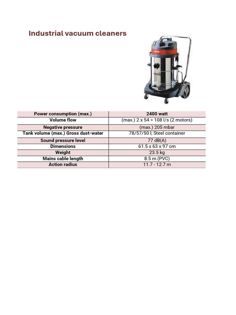 Industrial Vacuum Cleaners | PDF