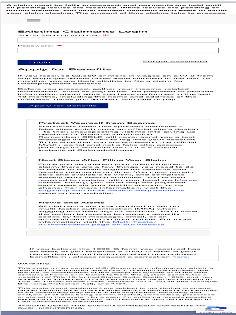 Claimant Login CDLE | PDF | Authentication | Welfare