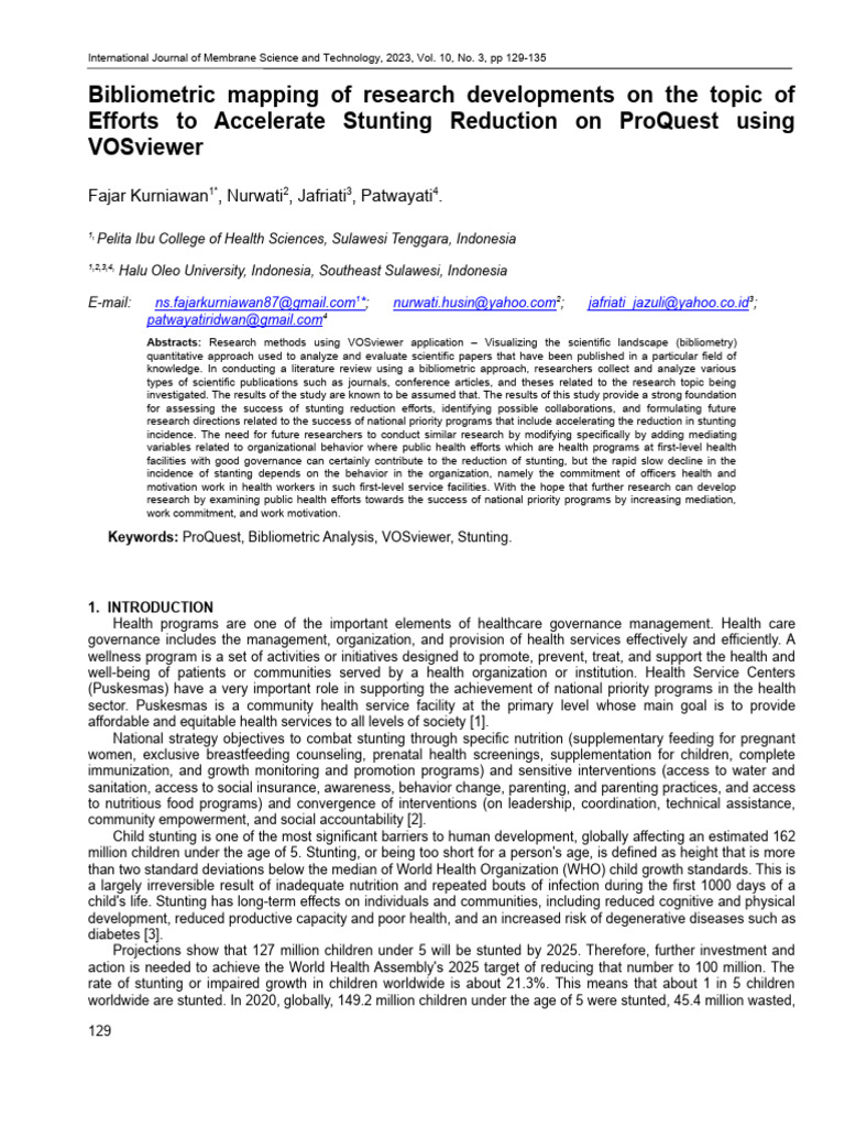 Bibliometric Mapping of Research Developments On The Topic of Efforts ...