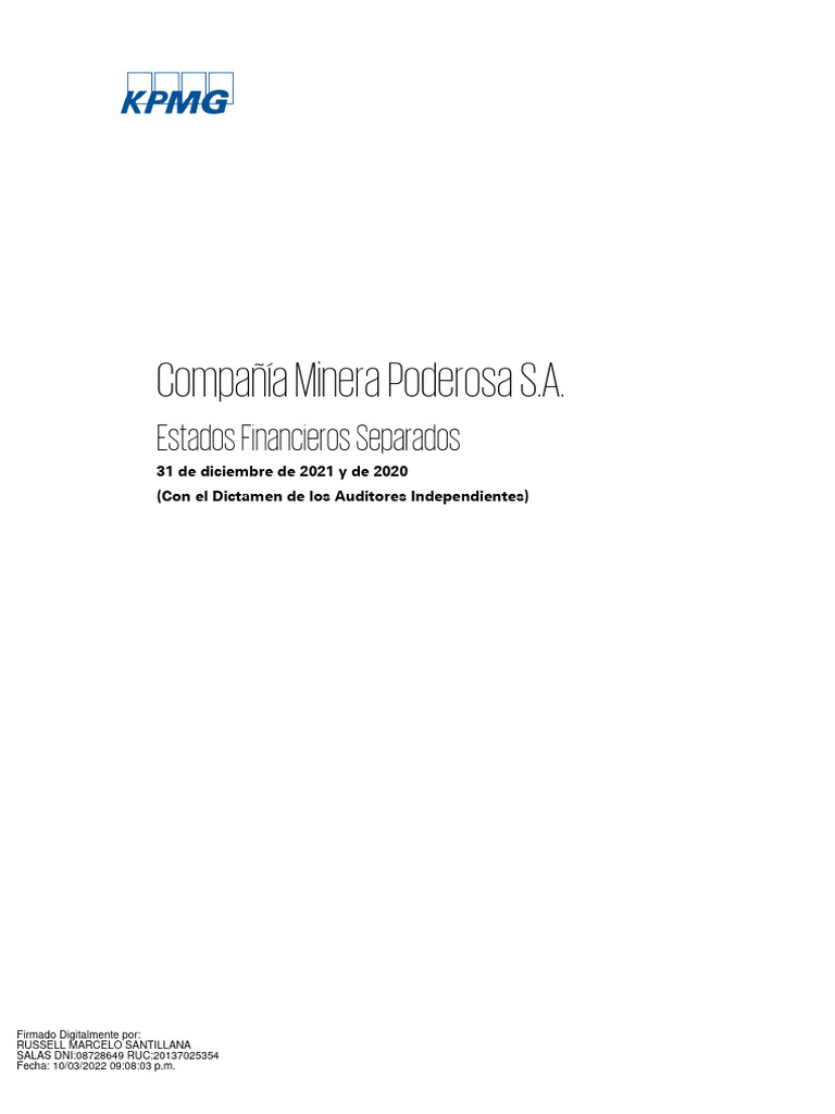 2021.notas A Los EEFF Individuales Poderosa 2021 | PDF | Auditoría | normas internacionales de ...