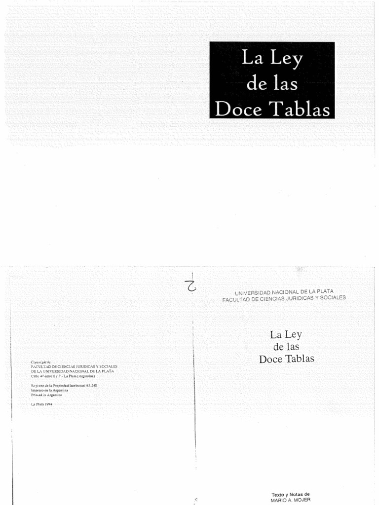 Ley de Las XII Tablas - Notas de Mario A, Mojer | PDF