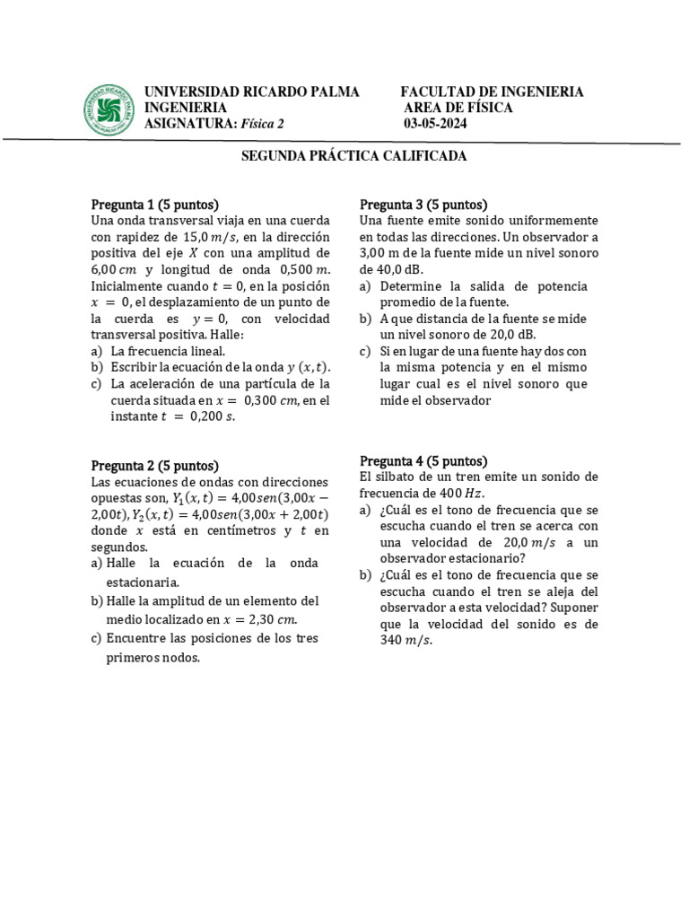 F2 PC2 2024 1 Solucion | PDF