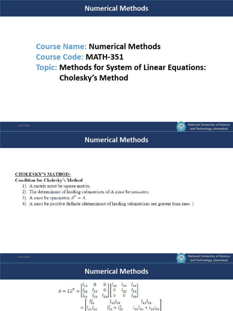 Cholesky | PDF | Numerical Analysis | Mathematics Of Computing