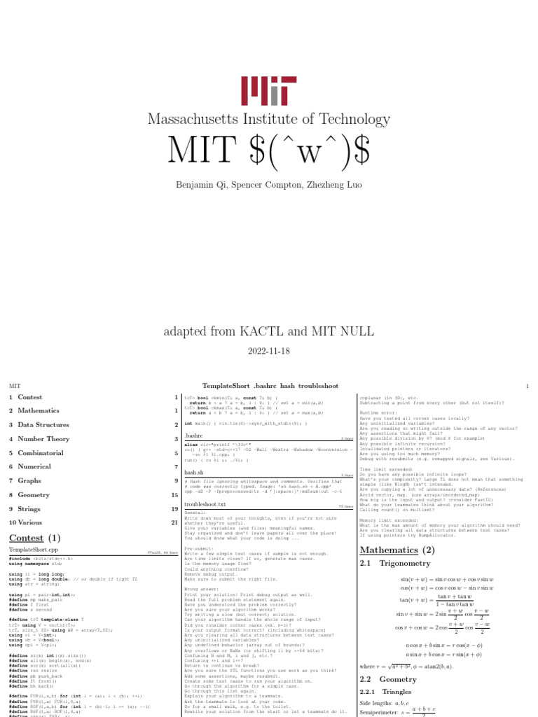 kactl | PDF | Triangle | Computer Programming