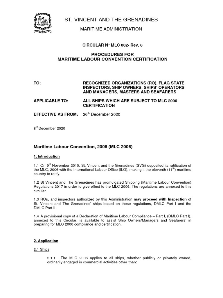 MLC - 002 Procedures For Maritime Labour Convention Certification - Rev ...