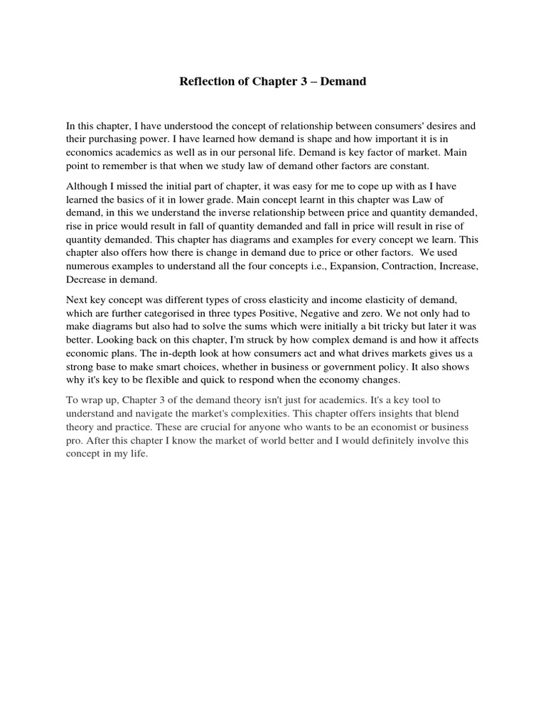 Reflection Chapter 3 Demand | PDF
