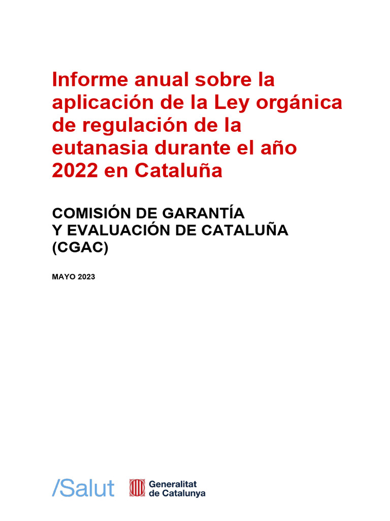 Informe Eutanasia Cataluña 2022 | PDF | Donación de Organos | Hospital