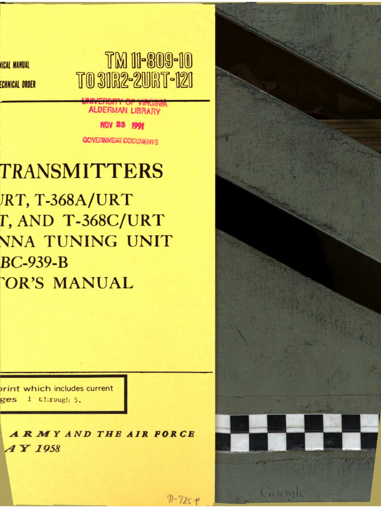 TM 11-809-10 Radio Transmitters T 368 URT T 368A URT | PDF | Antenna ...