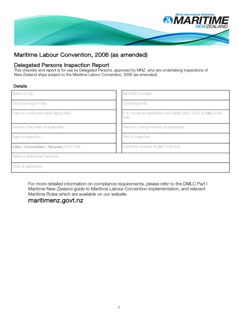 MLC Delegated Persons Checklist | PDF | Sailor