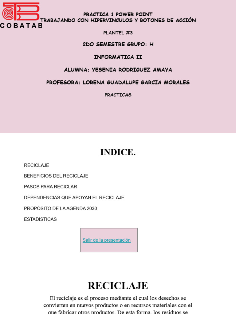Practica 1 Power Point | PDF | Reciclaje | Residuos