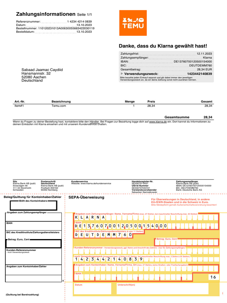 Invoice Temu - Com 2023-10-13 E0b2 | PDF