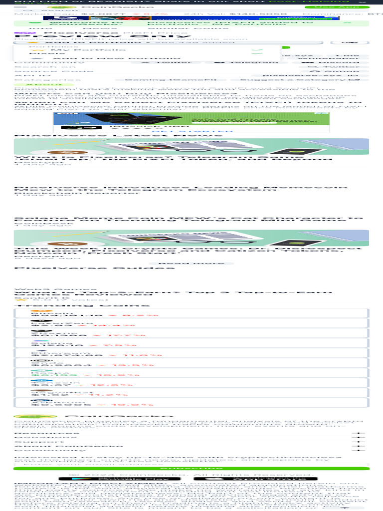 Pixelverse Price PIXFI Live Price Chart, Market Cap & News Today ...