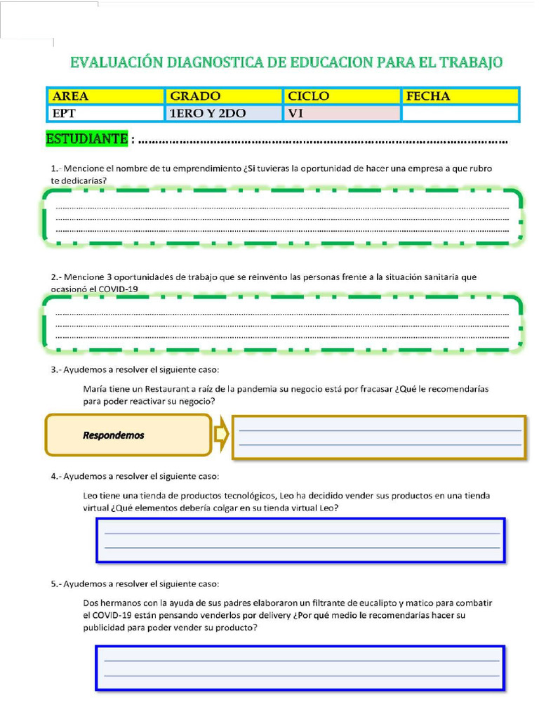 Evaluacion Diagnosica - Ept - Ciclo Vi - 1ero y 2do | PDF