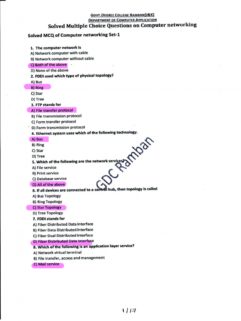 Networking Concepts and Cable Types Quiz | PDF | Local Area Network ...