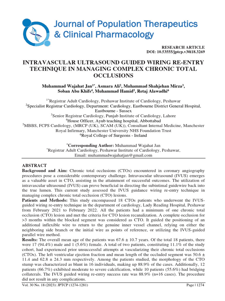 Intravascular Ultrasound To Guide The Wiring Re | PDF | Percutaneous ...