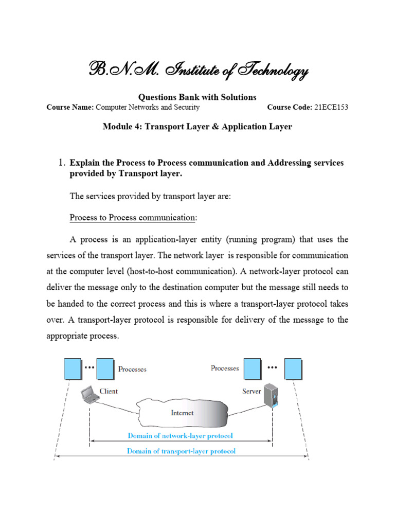 CN&S Module4 QB With Solutions | PDF | Transmission Control Protocol | Port (Computer Networking)
