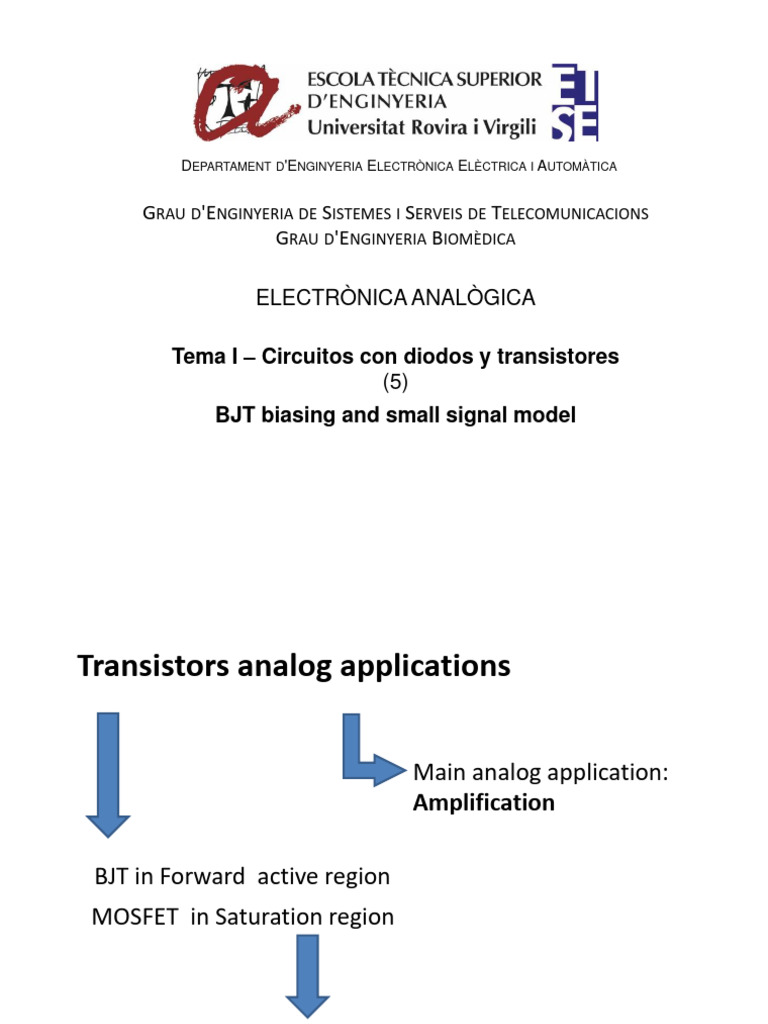 EA Tema I 5 Polarización y Modelo de Pequeña Señal Del BJT | PDF ...