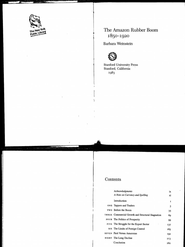 Barbara Weinstein - The Amazonas Rubber Boom | PDF