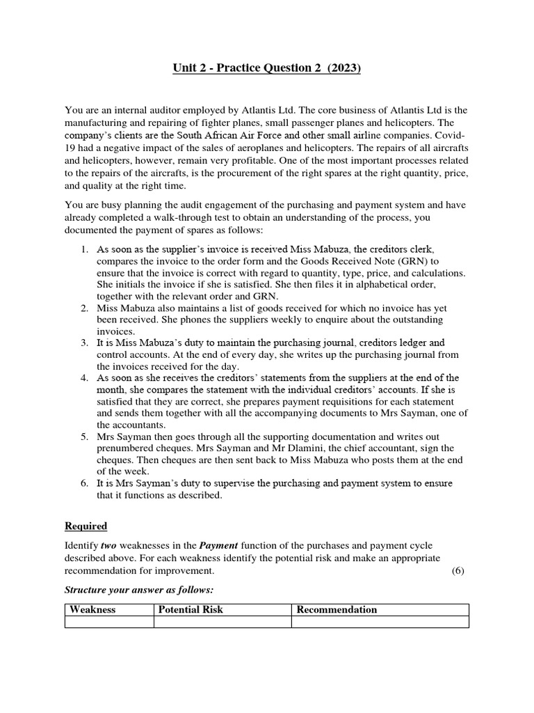 Practice Question 2 - Unit 2 (Week 2) | PDF | Invoice | Cheque