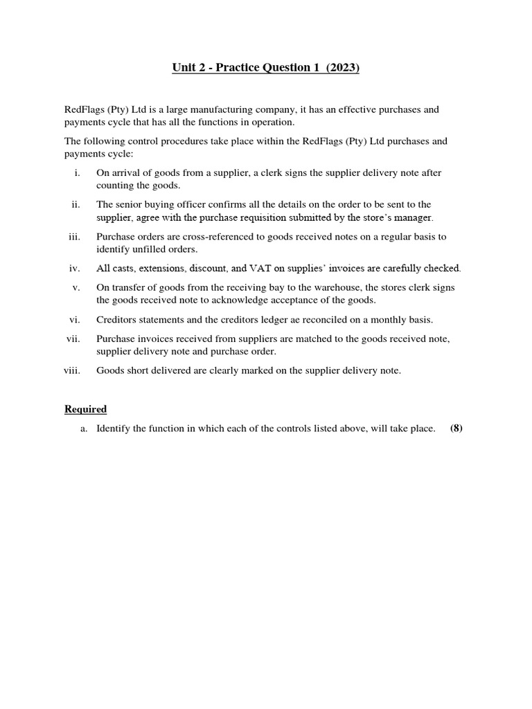 Practice Question 1 - Unit 2 (Week 1) | PDF
