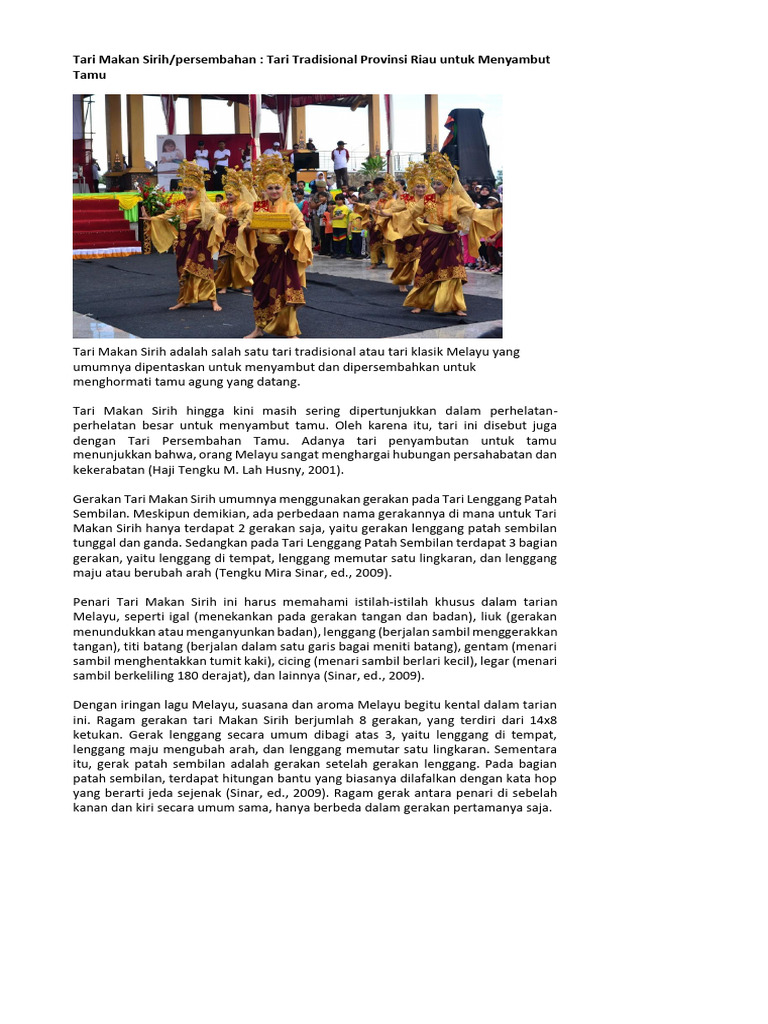 Tari Makan Sirih: Persembahan Melayu | PDF | Seni