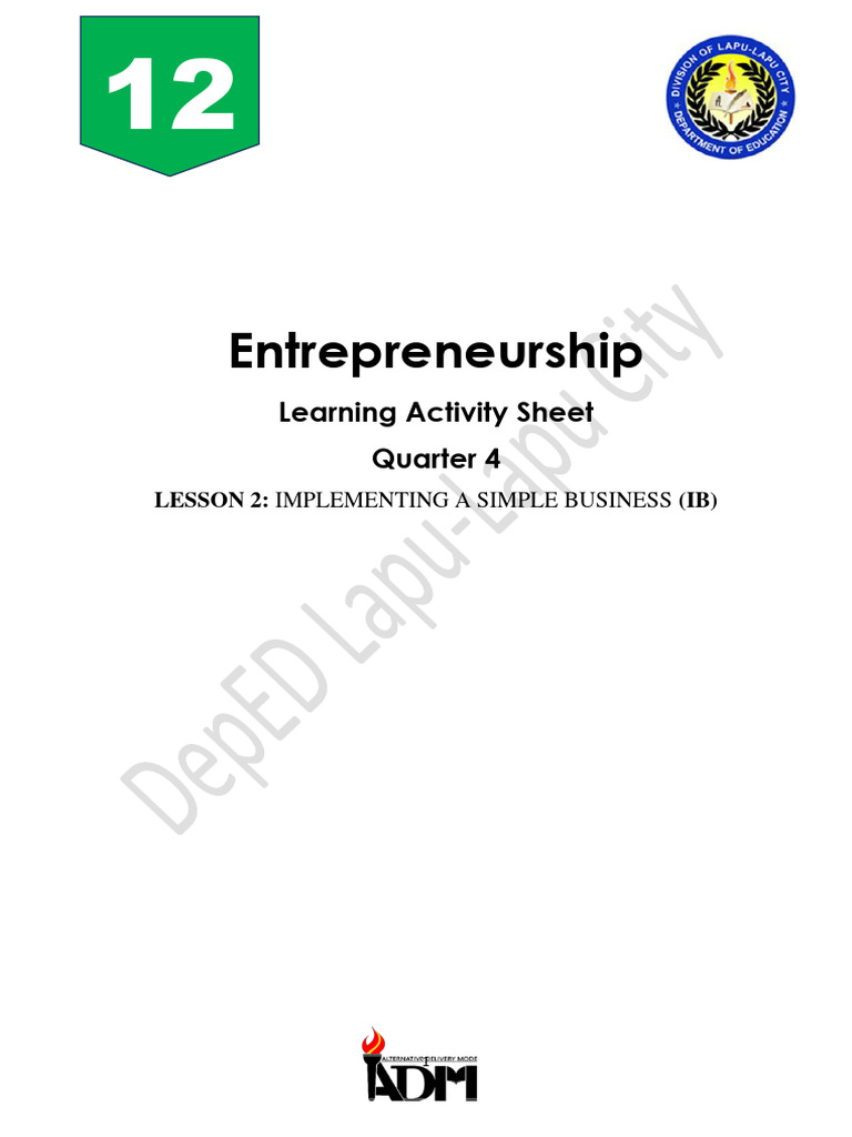 Entrep Q4 MODULE 2 | PDF | Balance Sheet | Debits And Credits