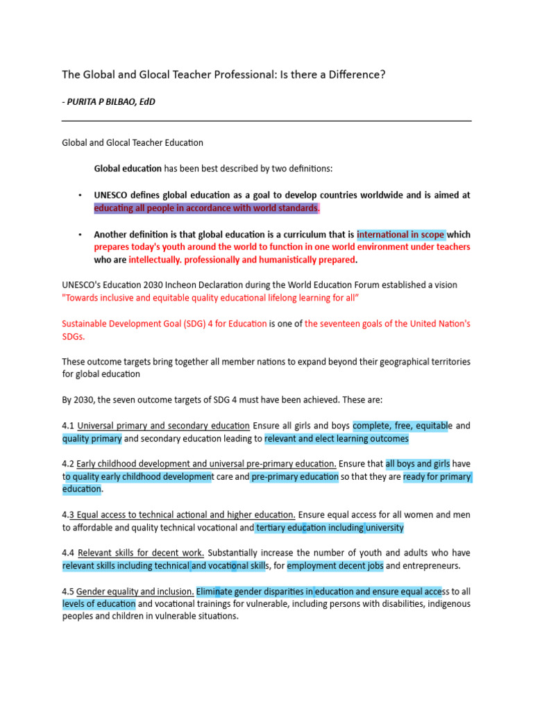 Global vs. Glocal Teacher Education | PDF | Behavior Modification ...