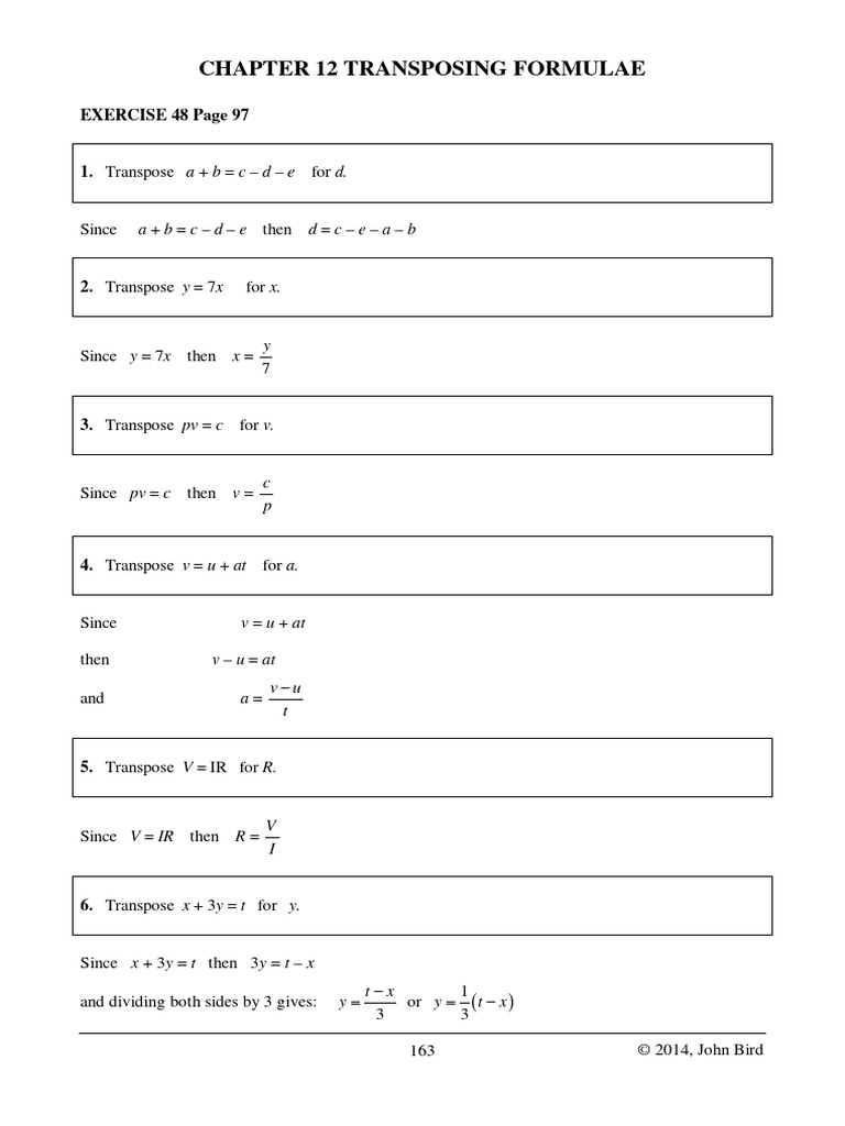 Algebraic Formula Transposition | PDF | Physics | Physical Phenomena