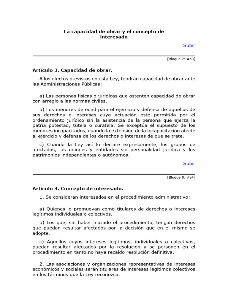 La Capacidad de Obrar y El Concepto de Interesado | PDF | Gobierno ...