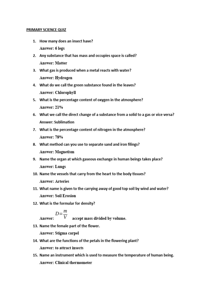 Primary Science Quiz-40 | PDF | Atmosphere | Water