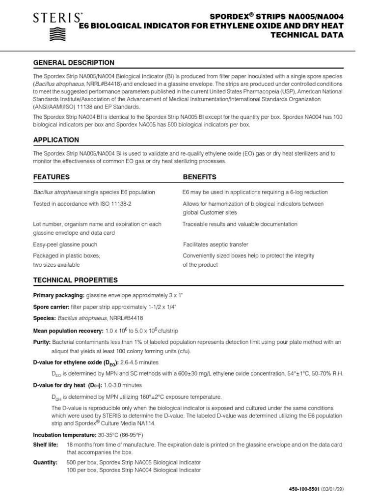 Tds en - Spordex Na005 - Na004 | PDF | Sterilization (Microbiology)