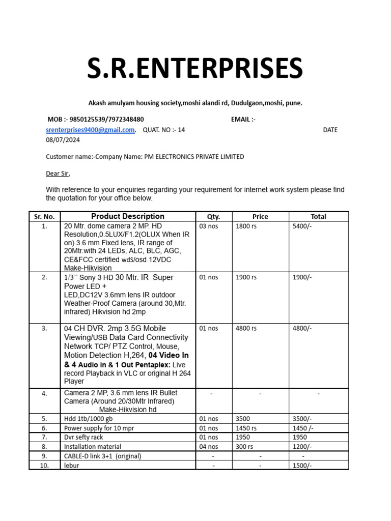 S R Enterprises | PDF | Film And Video Technology | Digital Technology