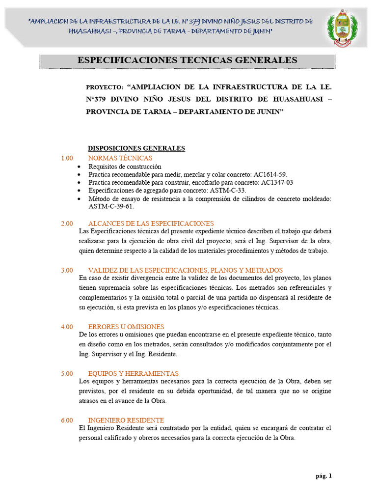 Especificaciones Tecnicas Ie 379 | PDF | Hormigón | Fundación (Ingeniería)