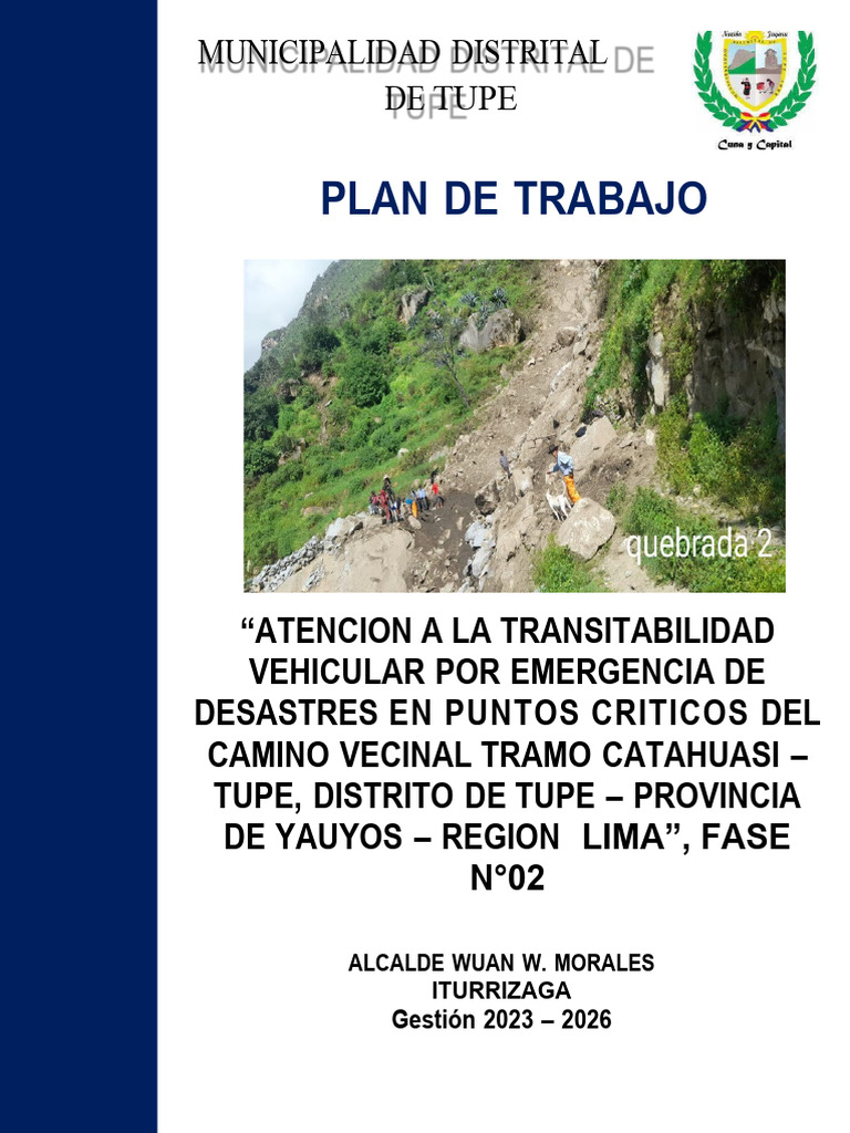 Emergencia Vial Catahuasi-Tupe: Plan 2023 | PDF | Lima | Ciencias de la ...